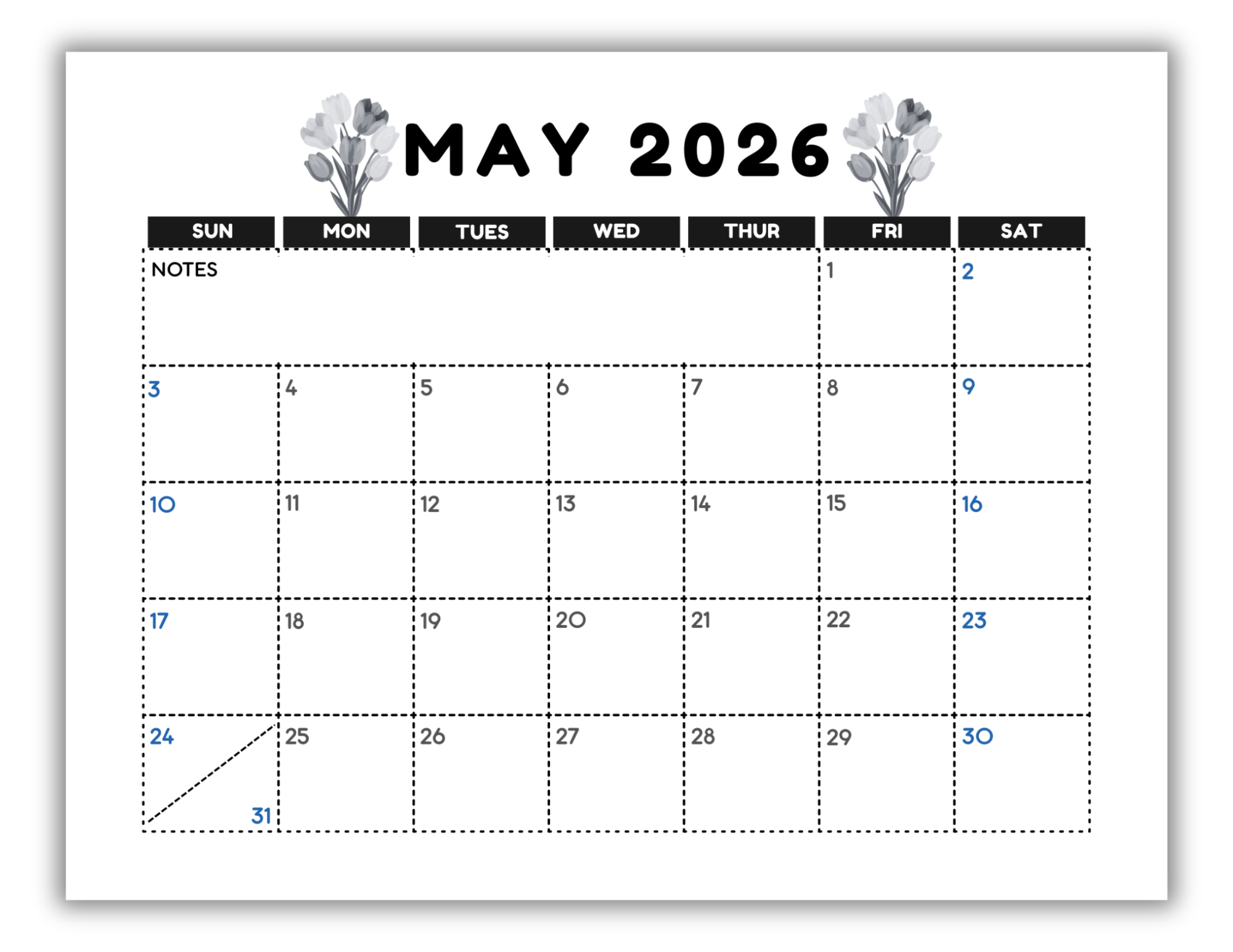 Fillable Monthly Calendars | TheDailyCAFE.com